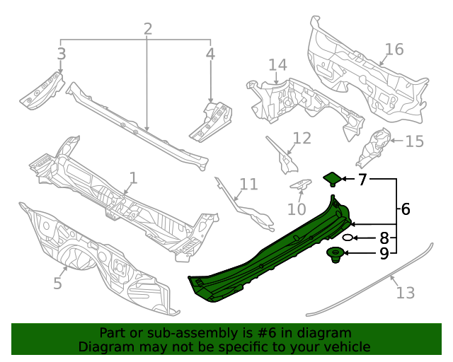91419AN01D - Cowl Grille 2020-2024 Subaru | Subaru Parts Warehouse