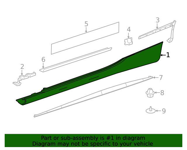 217-698-35-00-9999 - Rocker Molding 2018-2021 Mercedes-Benz | Mercedes ...