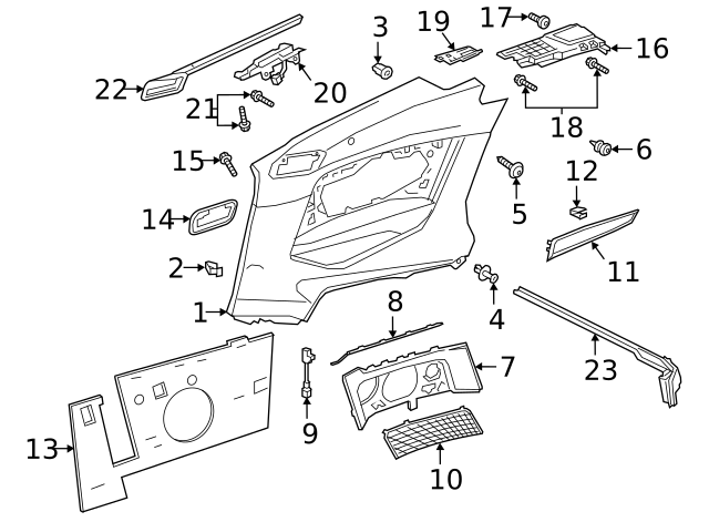 2020-2024 Audi Interior Quarter Panel Trim Panel 8W7-867-044-D-RQX ...