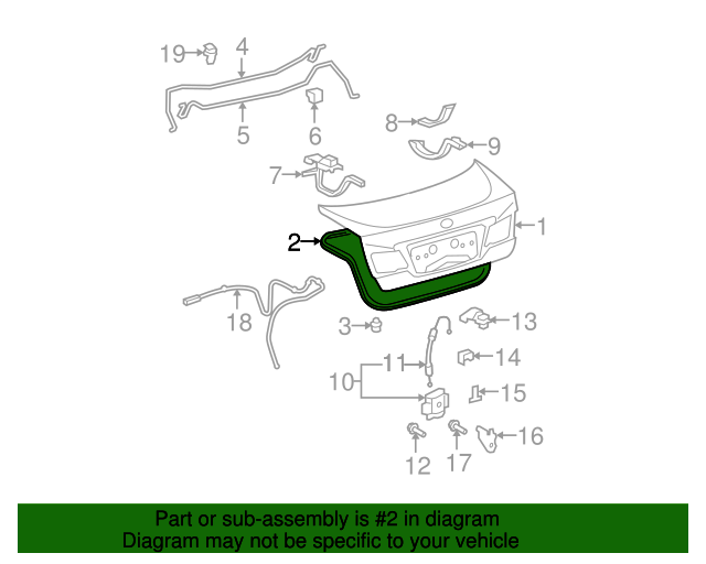 2007-2012 Lexus ES350 Weatherstrip 64461-33080 | OEM Parts Online