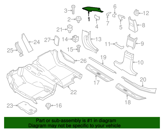 51438047549 - 2010-2017 BMW Windshield Pillar Trim (51-43-8-047-549 ...