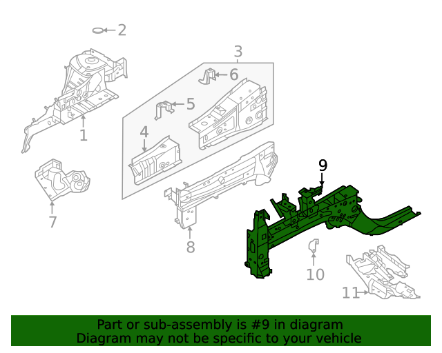 2021 Nissan Rogue Side Member Assembly G5111-6RRMA | TascaParts.com