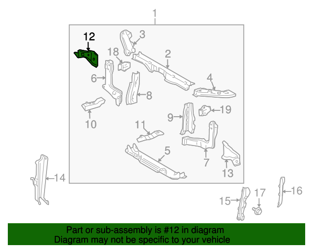 53257-48020 - Radiator Support Bracket - 2001-2007 Toyota Highlander ...