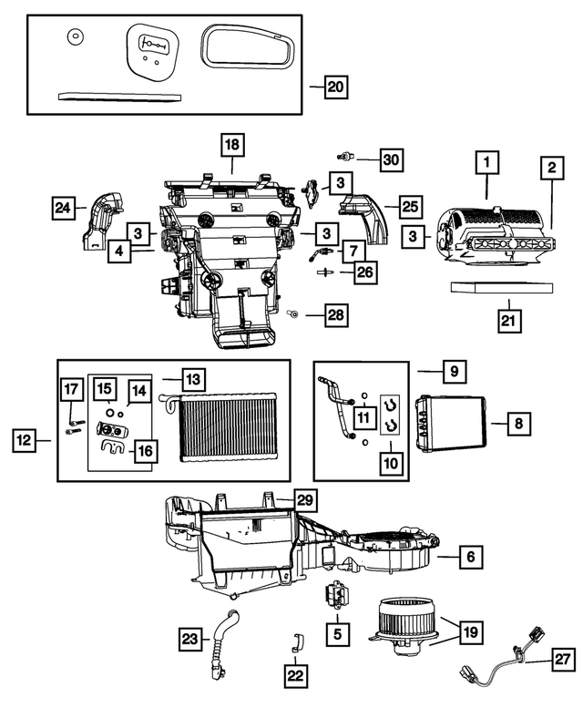 2015-2020 Mopar Air Conditioning Evaporator 68267079AB | Mopar eStore