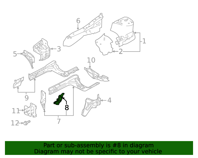 F2520-5EEMA - Fender Rail Bracket 2020-2023 Nissan Kicks ...