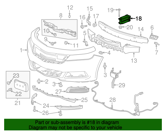 2013-2020 GM Front Passenger Side Bumper Energy Lower Absorber 22881110 ...