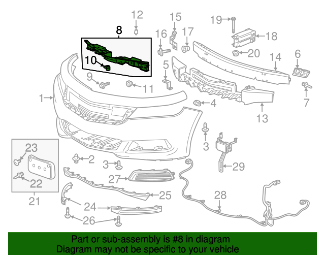 84385640 - Front Bumper Fascia Center Support 2014-2020 Chevrolet ...