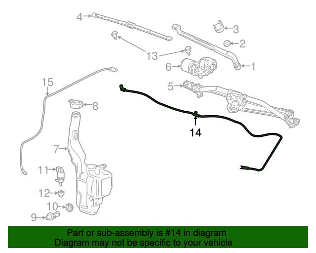 2014-2019 GM Windshield Washer Nozzle Hose 22754401 GM | GMPartsDirect.com