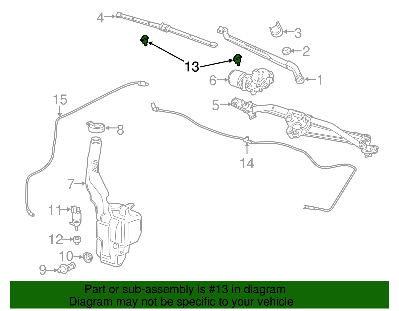 2014-2025 GM Windshield Washer Nozzle 23181646 GM | GMPartsDirect.com