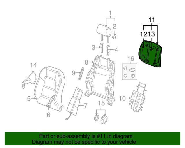 2009-2013 Audi Seat Back Panel 4F0-881-969-C-YNE | Audi USA Parts
