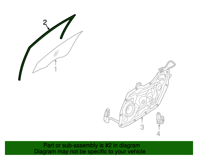 82540-3X000 - Window Channel 2011-2016 Hyundai Elantra ...