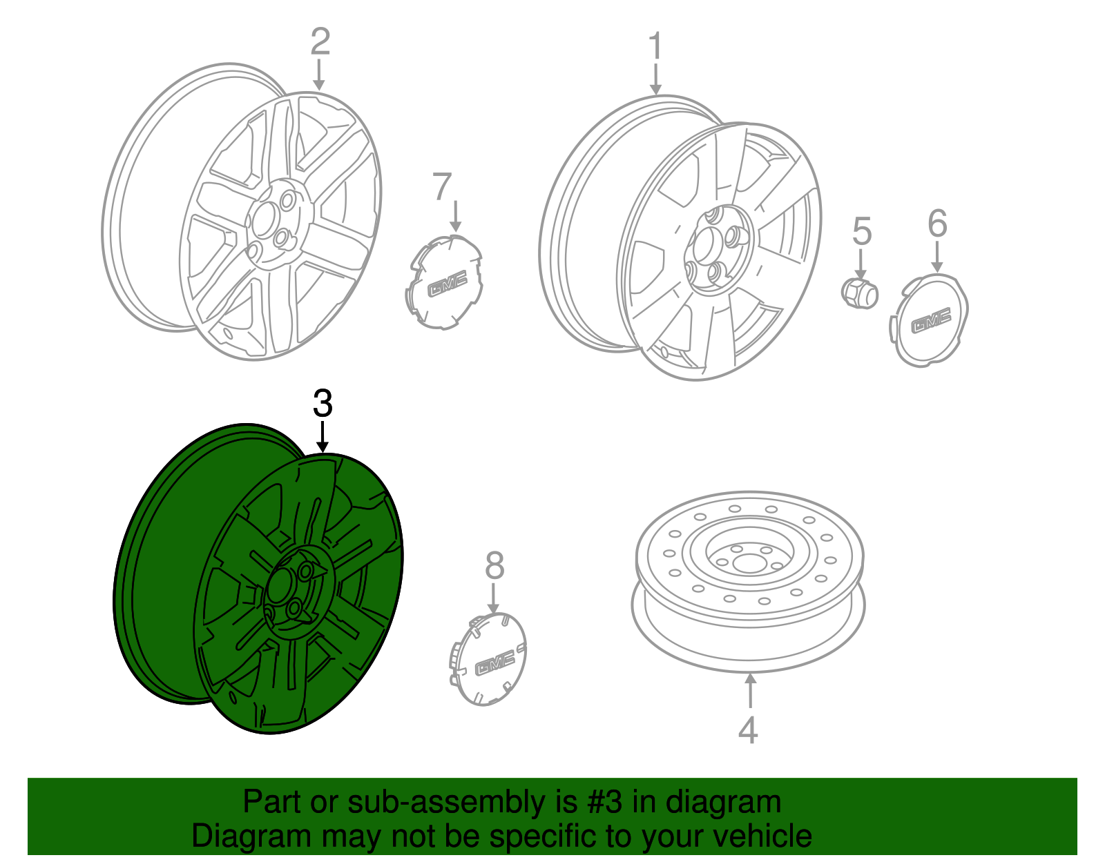 2010-2015 GMC Terrain 19x7-Inch 6-Spoke Wheel 84075822 GM ...