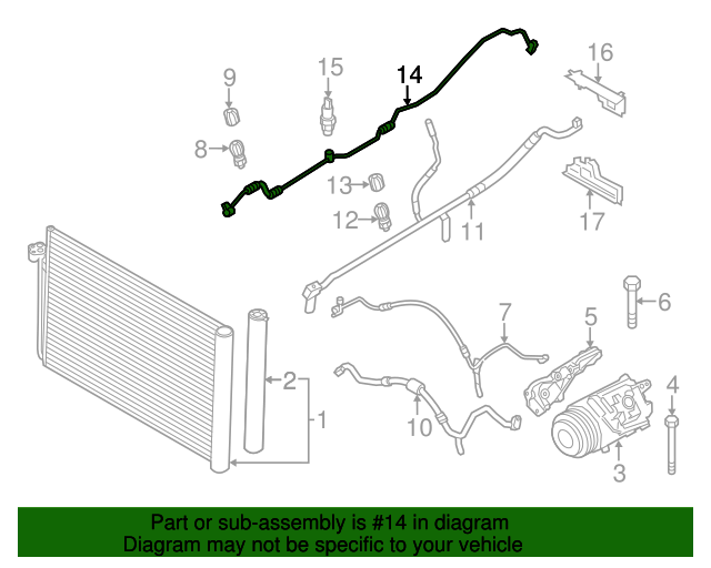 64539159908 - 2010-2017 BMW A/C Refrigerant Discharge Hose (64-53-9-159 ...