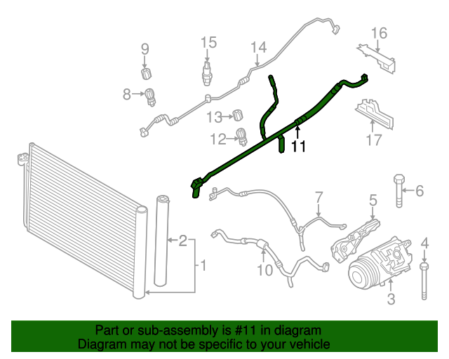 2010-2017 BMW A/C Refrigerant Suction Hose 64-53-9-120-005 ...