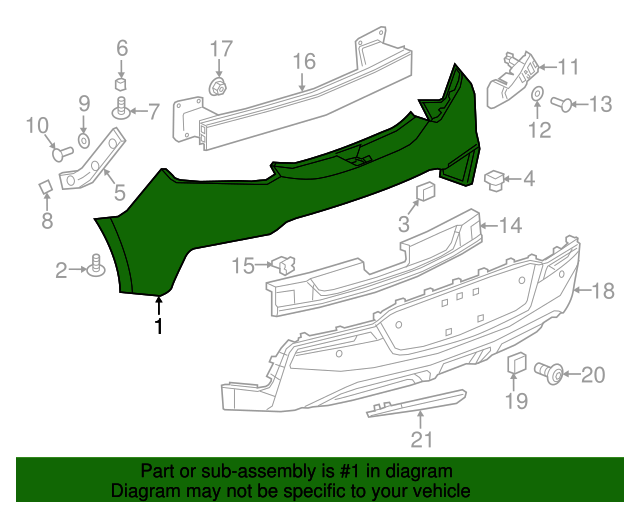 2016-2019 Chevrolet Volt Rear Bumper Cover 23369766 GM | GMPartsDirect.com