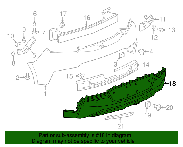 2016-2019 Chevrolet Volt Rear Lower Bumper Cover 23369767 | Auto Parts ...