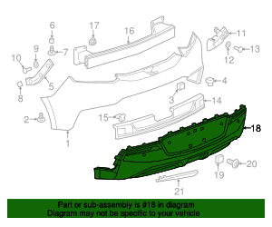 2016-2019 Chevrolet Volt Rear Lower Bumper Cover 23371790 GM ...