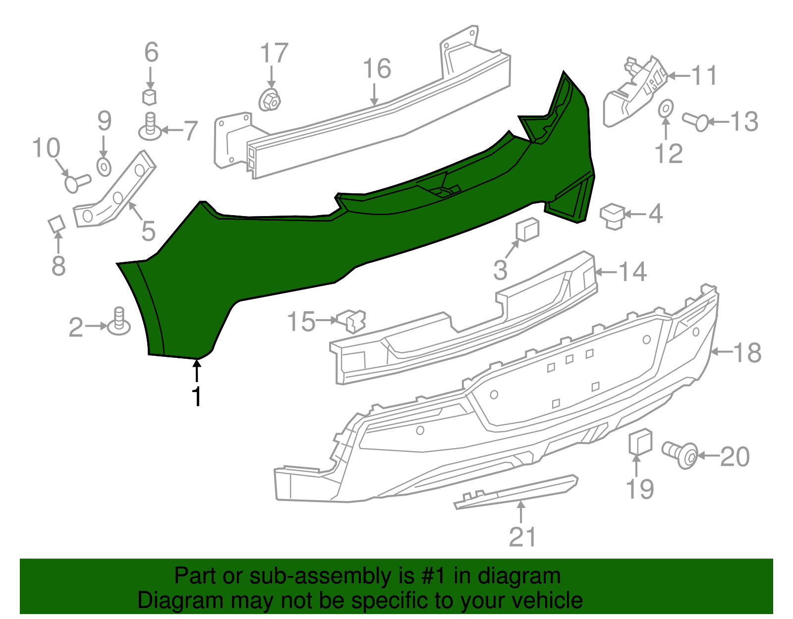 2016-2019 Chevrolet Volt Rear Bumper Cover 23369766 GM | GMPartsDirect.com