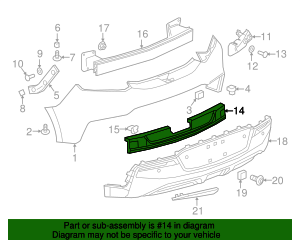 2016-2019 Chevrolet Volt Rear Bumper Fascia Energy Absorber 23208334 GM ...