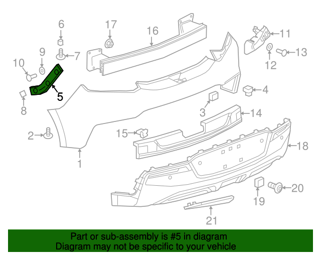 2016-2019 Chevrolet Volt Rear Driver Side Bumper Fascia Guide 23399507 ...