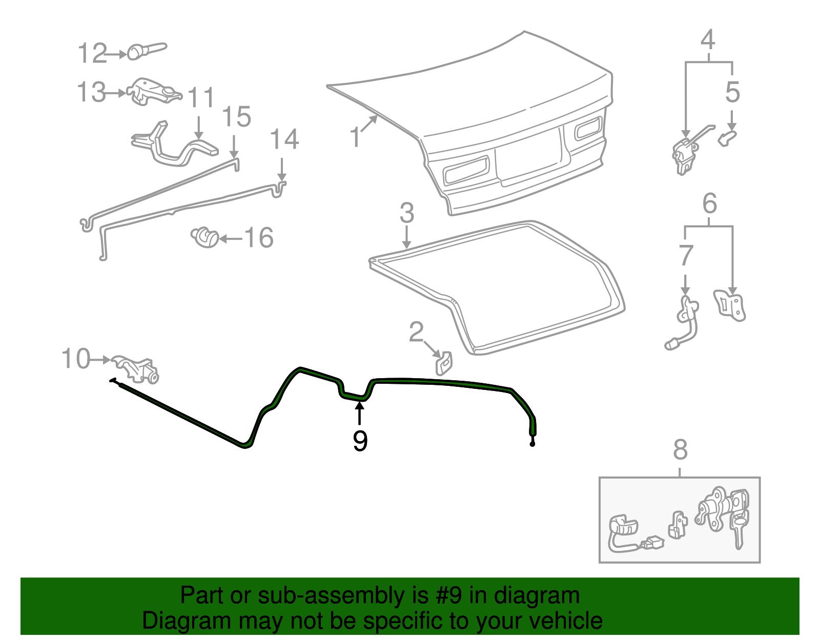 1997-2001 Toyota Camry Deck Lid Release Cable 64607-33050 | Toyota ...