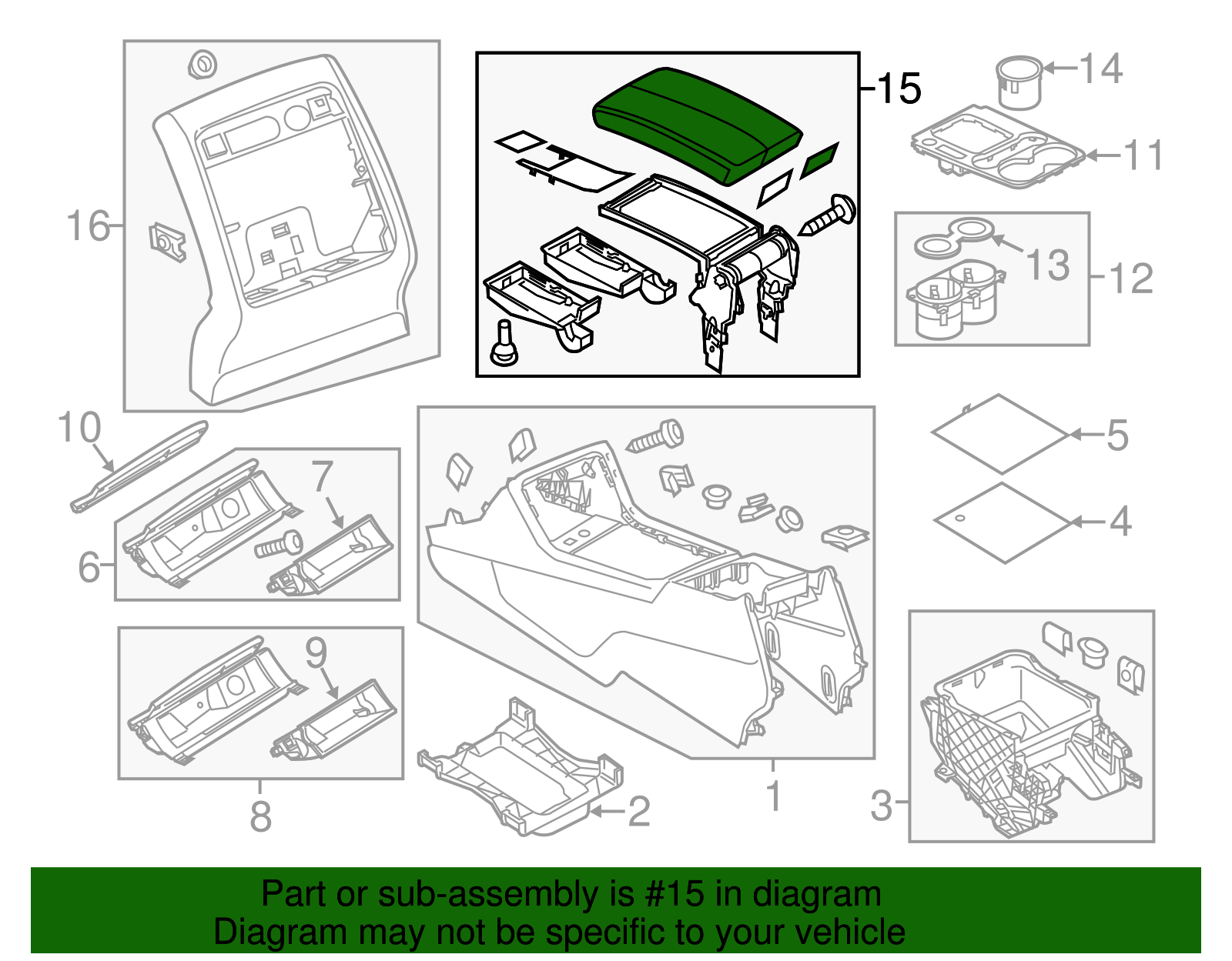 2011-2017 Volkswagen Touareg Armrest Assembly 7P6-864-207-C-79X | VW Direct Parts