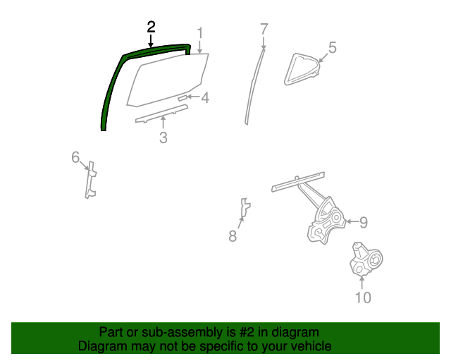 2007-2017 Lexus LS460 Run Weather-Strip 68152-50021 | OEM Parts Online