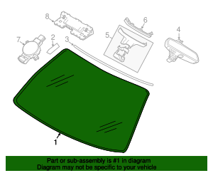 51317388745 - 2017-2020 BMW 5 Series Front Windshield w/ Heads Up ...