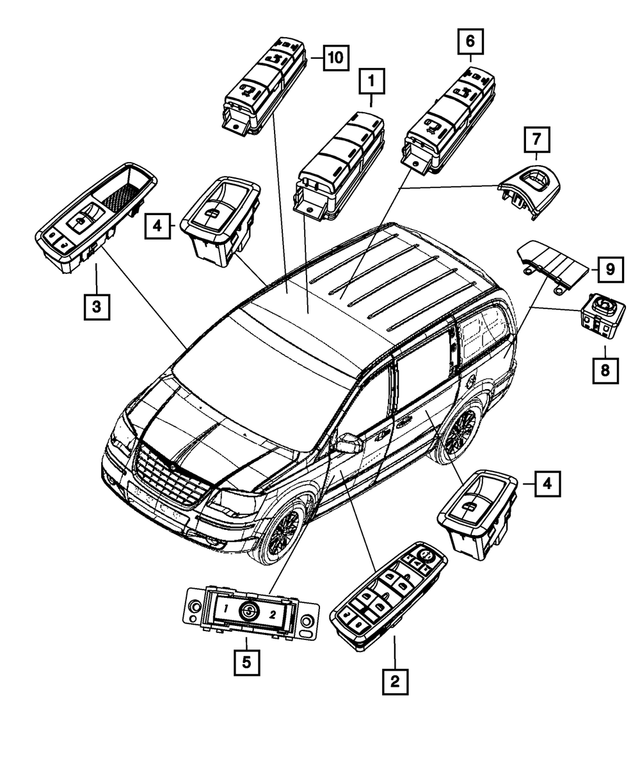 2012-2015 Mopar Front Door Switch And Bezel 68620451AA | My Mopar Parts