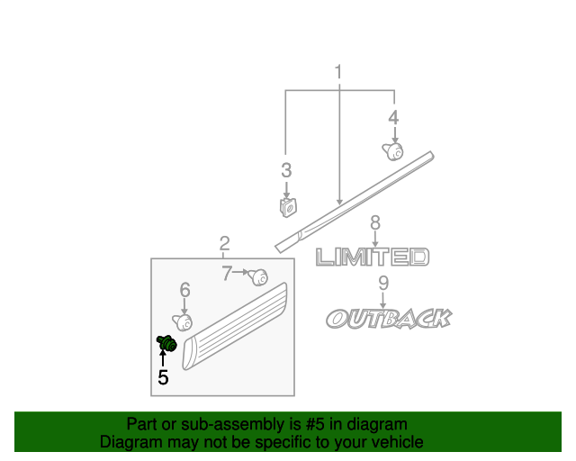 2000-2014 Subaru Side Molding Clip 909130008 | TascaParts.com