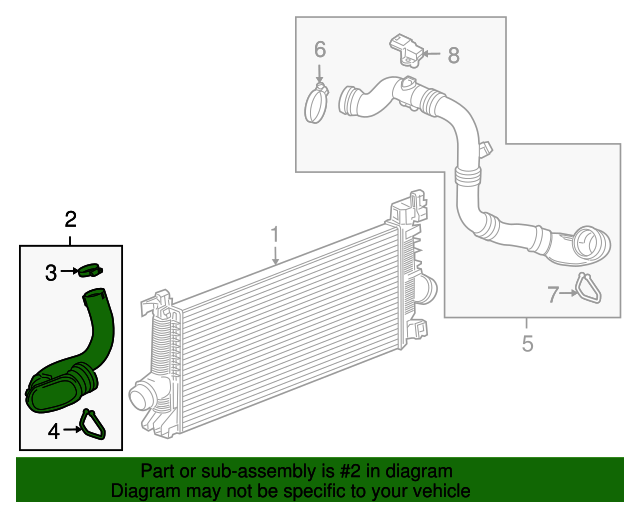 2011-2016 Chevrolet Intercooler Inlet Air Hose 13419572 GM ...