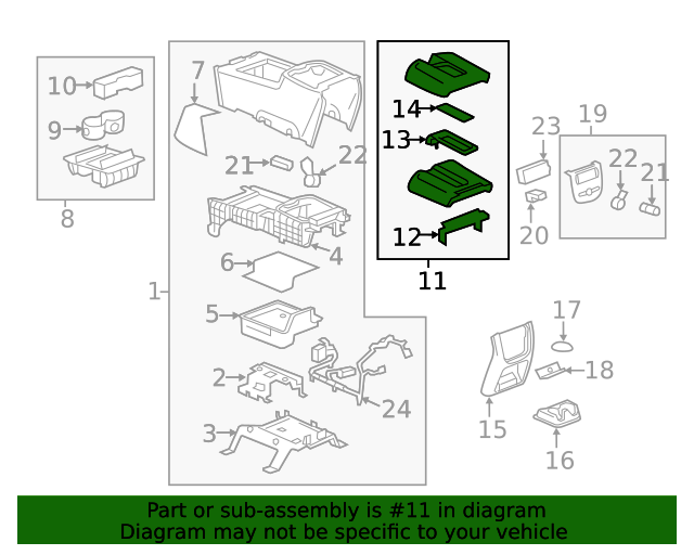 2007-2014 GM Light Cashmere Front Floor Console Armrest 19328708 GM ...