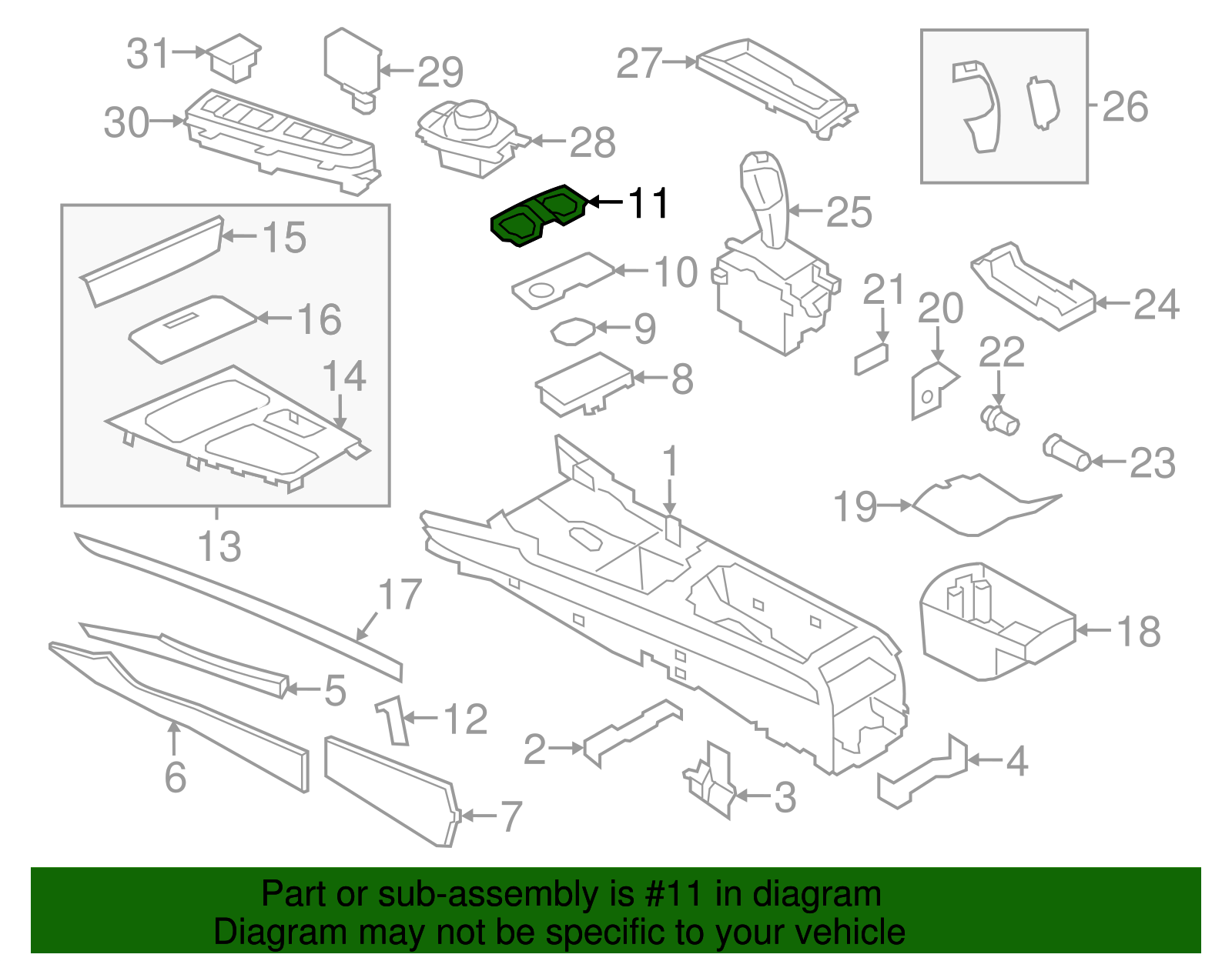 51169179820 - 2009-2015 BMW Cup Holder Outer Cover (51-16-9-179-820 ...