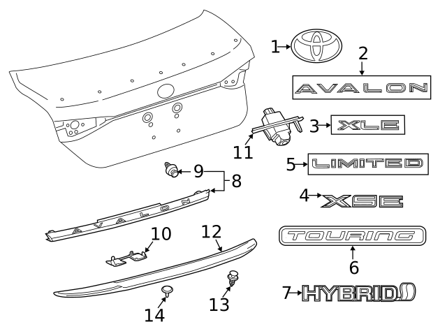 2019-2020 Toyota Avalon Rear Spoiler 76871-07900 | Toyota Parts Center