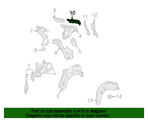 2010-2015 Toyota Quarter Panel Reinforcement 61744-47010 | Toyota Parts ...