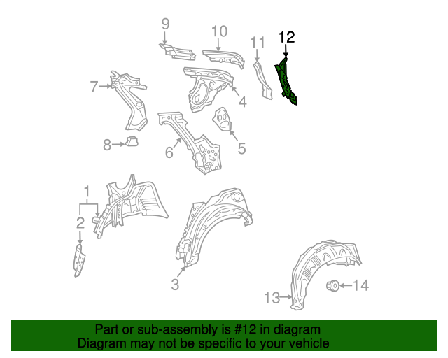 2010-2015 Toyota Quarter Panel Gutter 61621-47030 | Toyota Parts Center