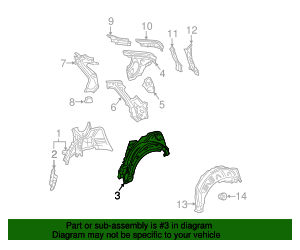 2010-2015 Toyota Wheel Housing Side Panel 61606-47010 | Toyota Parts Center