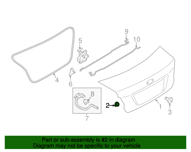 2007-2023 Subaru Trunk Lid Bumper 57533AG030 | Subaru Parts Store