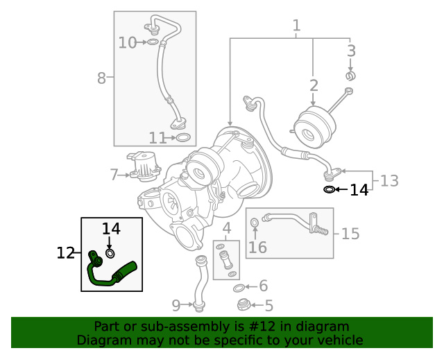 2018-2023 Audi Turbocharger Coolant Line 06M-145-920-D ...