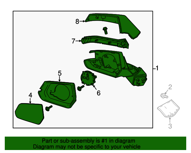 2014-2016 Cadillac ELR Driver Side Door Mirror Kit with Actuator, Cover ...