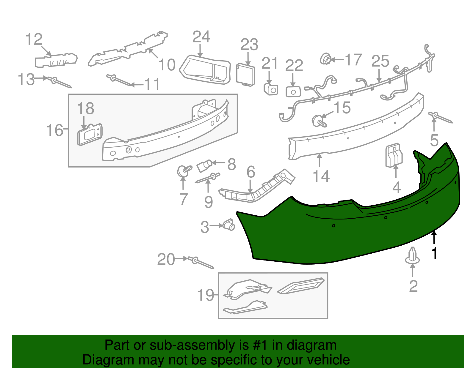 2010-2013 Buick LaCrosse Rear Bumper Cover 20878639 GM | GMPartsDirect.com