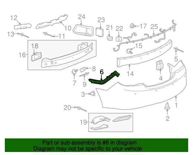 22833119 - Rear Driver Side Bumper Fascia Bracket 2010-2013 Buick ...