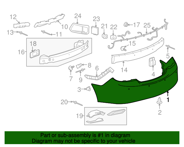 2010-2013 Buick LaCrosse Rear Bumper Cover 20878638 GM | GMPartsDirect.com