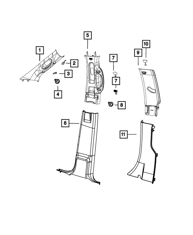 2023 Ram B Pillar Upper Trim Panel, Right 6NH383L1AB | QuirkParts