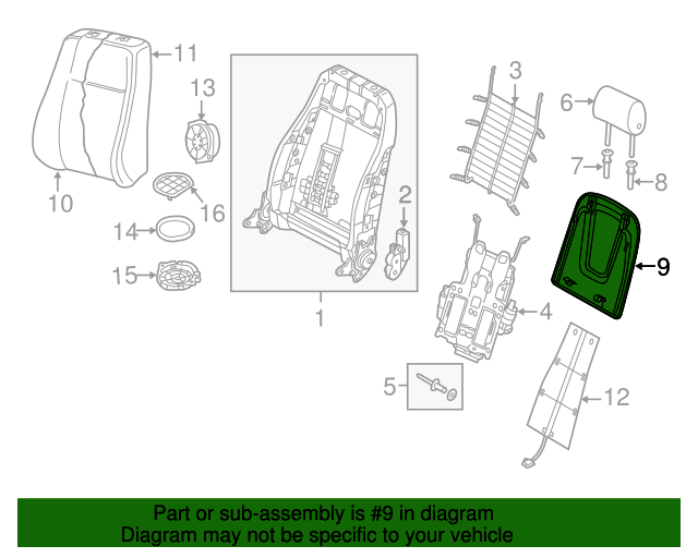 2009-2018 Audi Seat Back Panel 8R0-881-969-H-QAU | AutoNationParts.com