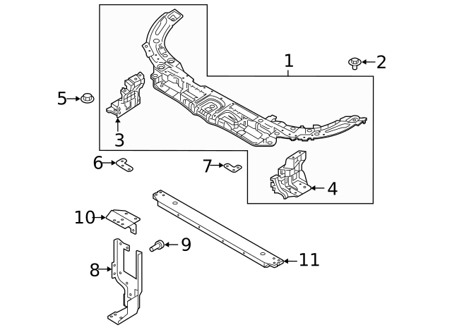 2020-2021 Land Rover Range Rover Evoque Radiator Support LR117299 | OEM ...