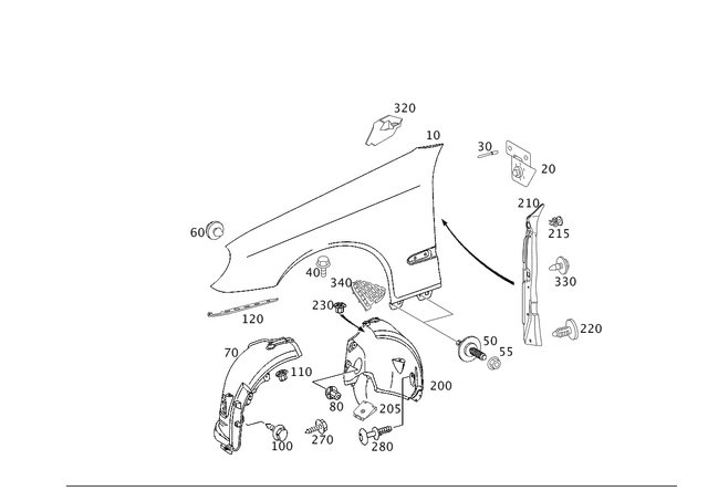 1994-2025 Mercedes-Benz Fender, Front 211-880-13-18 | MB OEM Parts