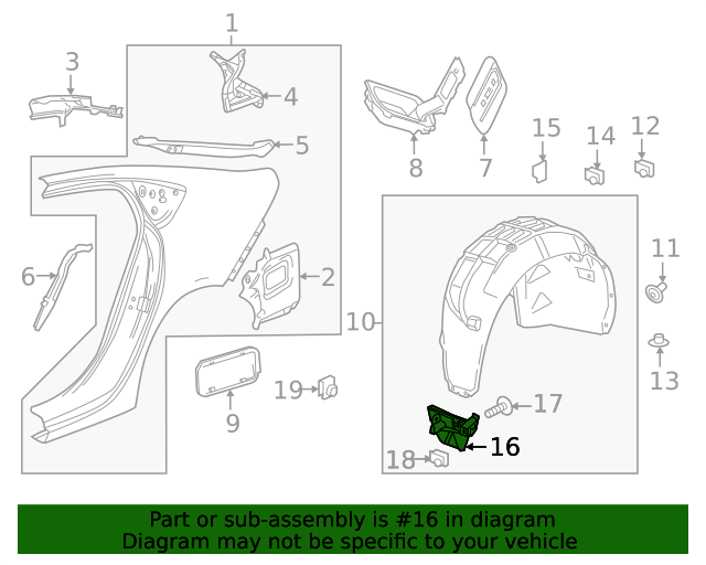 2018-2020 Buick Rear Driver Side Tire Front Air Deflector 13489631 GM ...