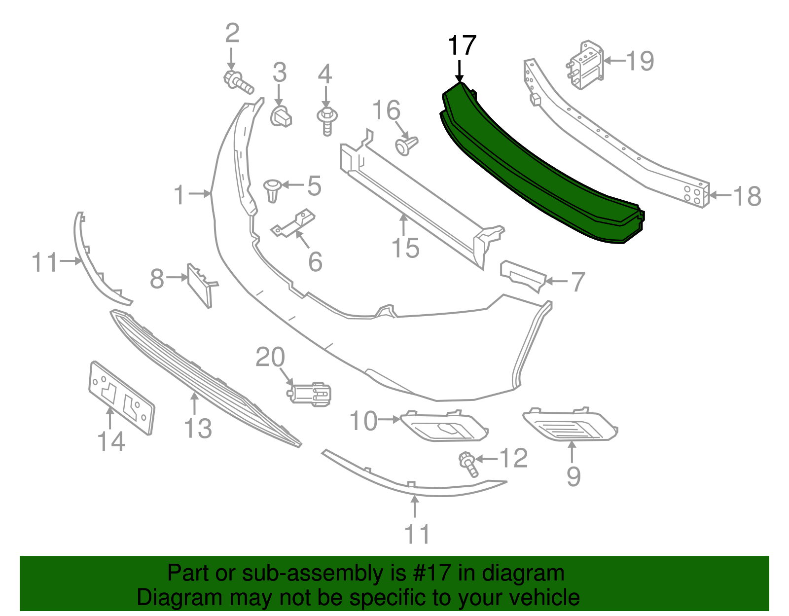 2015-2018 Nissan Murano Energy Absorber 62090-5AA2A | OEM Parts Online