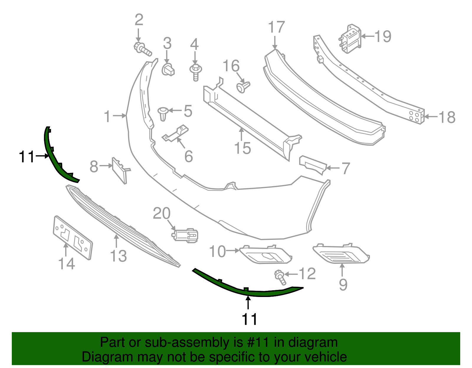 2015-2018 Nissan Murano Lower Molding 62075-5AA2A | OEM Parts Online
